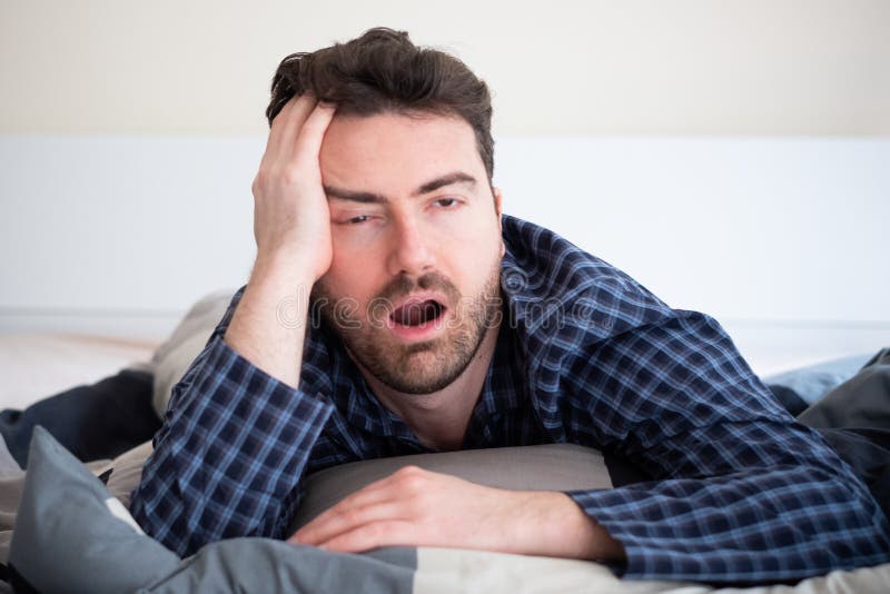 Man with Sleep Disorder Lying in the Bed Stock Photo - Image of problem ...