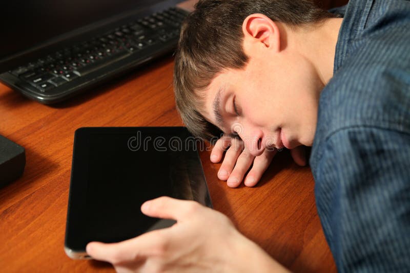 Man sleep with Tablet stock image. Image of portable - 69479595