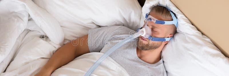Man with Sleeping Apnea and CPAP Machine Stock Image - Image of ... Man with Sleeping Apnea and CPAP Machine Stock Image - Image of ...