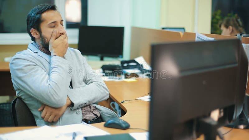 Man sleeping at work stock footage. Video of employer - 89099536