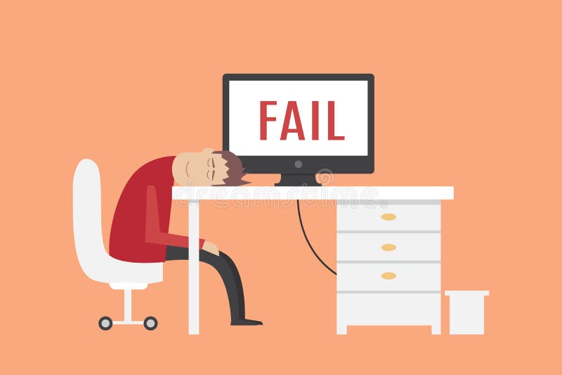 Man Sleeping on Workplace. Fail Vector Illustration Stock Vector ...