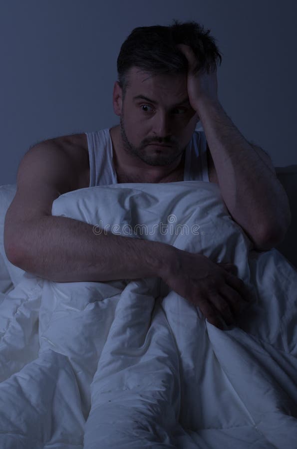 Sleepless Night Sleep Disorders Concept Man Bearded Hipster Having