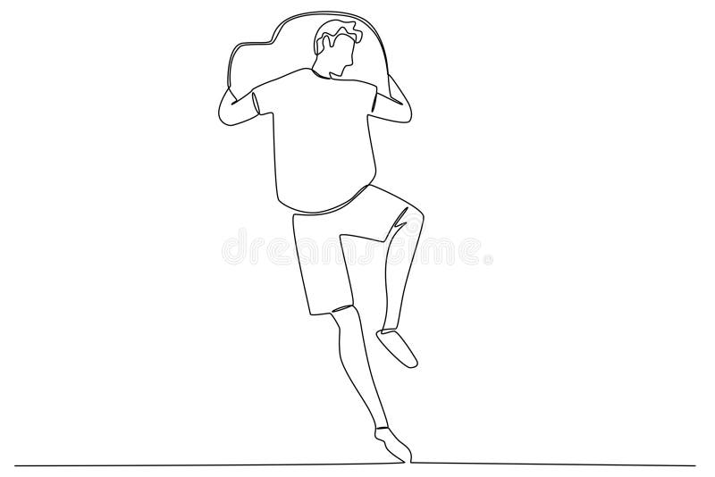 A man sleeps on a bed stock vector. Illustration of napping - 275104443