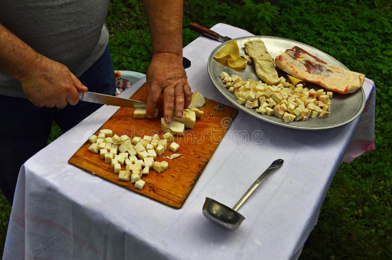 A Man Slicing Fat with a Knife Stock Image - Image of bacon, lard ...