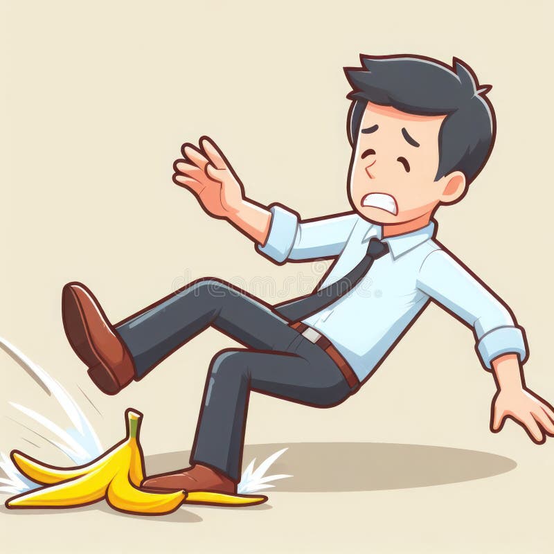 A Man Slipped on a Banana Peel. Stock Illustration - Illustration of ...