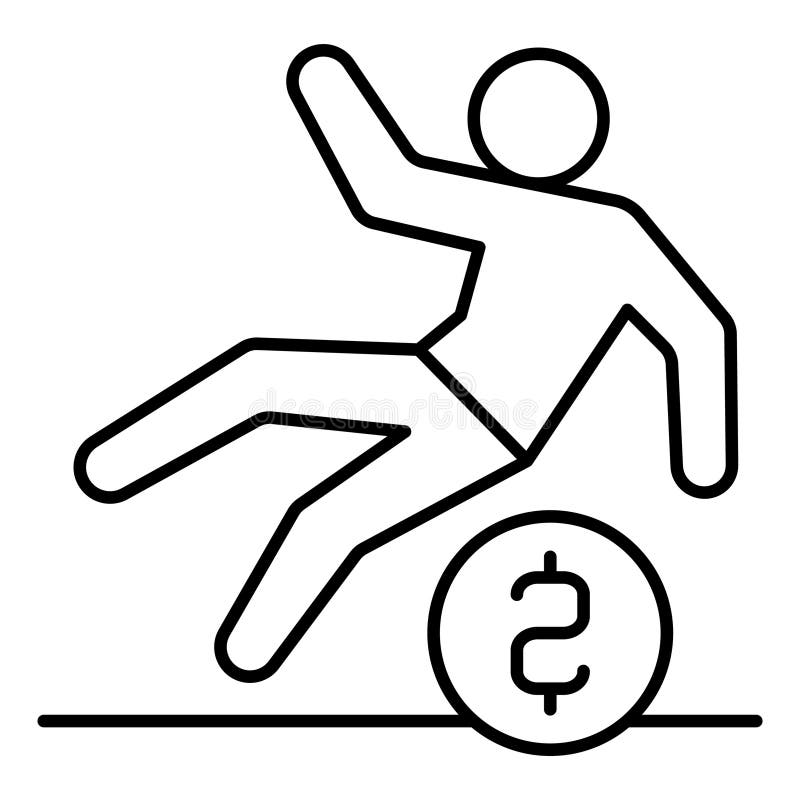 Man Slipped on Dollar Coin Thin Line Icon, Financial Problem Concept ...