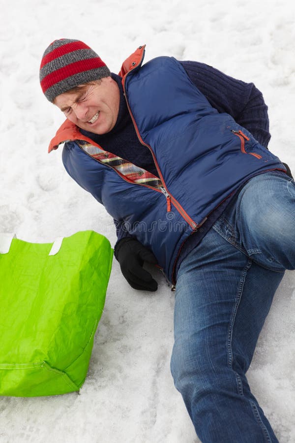 Man Slipped and Injured Back on Icy Street Stock Image - Image of pain ...