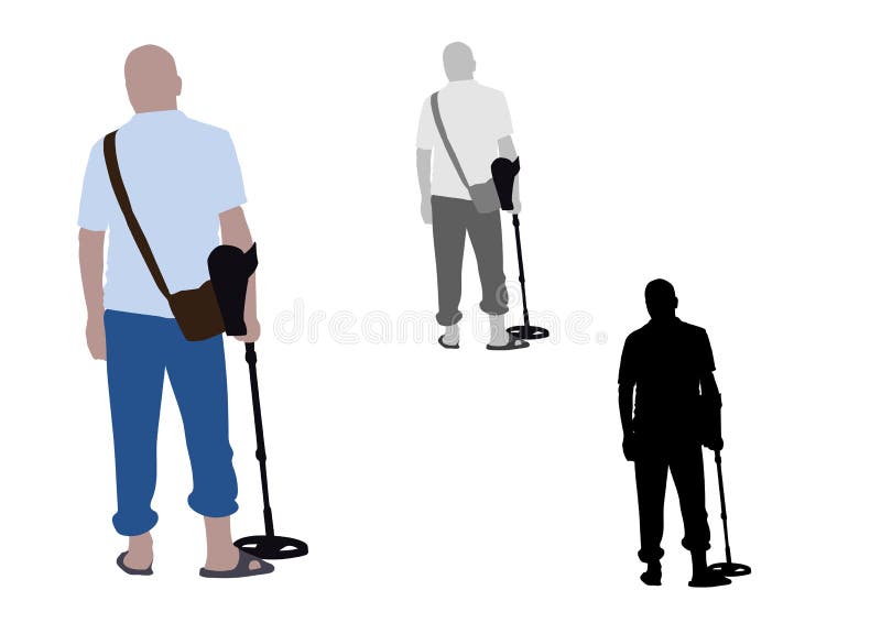 Man Using Metal Detector with Backpack Stock Vector - Illustration of ...