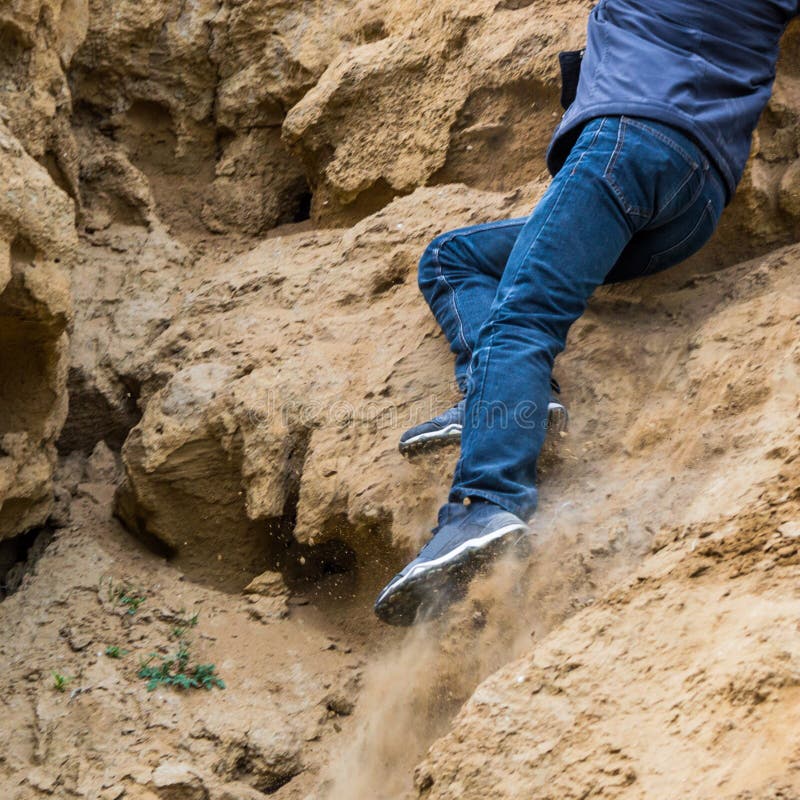 Man is Slipping from a Slope Stock Image - Image of complexity, descent ...