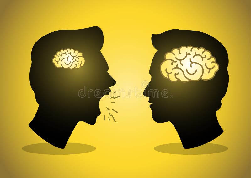 A Man with Smaller Brain Shouting To a Man with Bigger Brain Stock ...