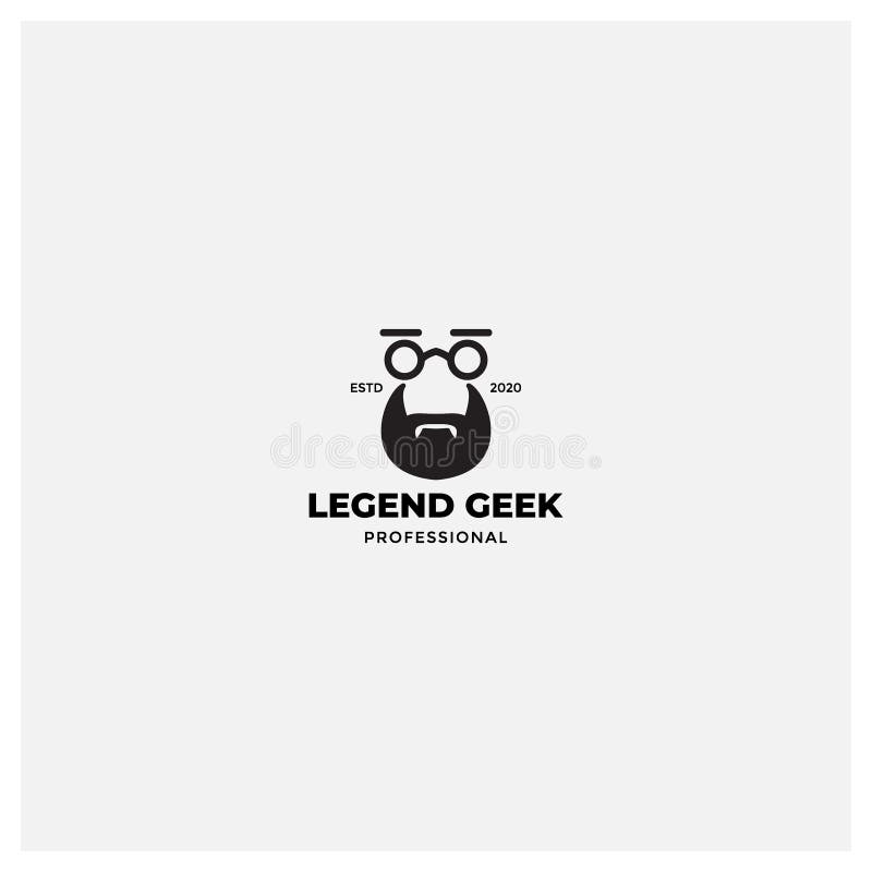 Man Smart Geek with Beard Icon Mascot Logo Design Stock Vector ...