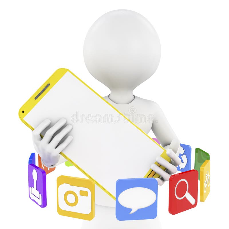 Man, Smartphone and App Icons Stock Illustration - Illustration of ...