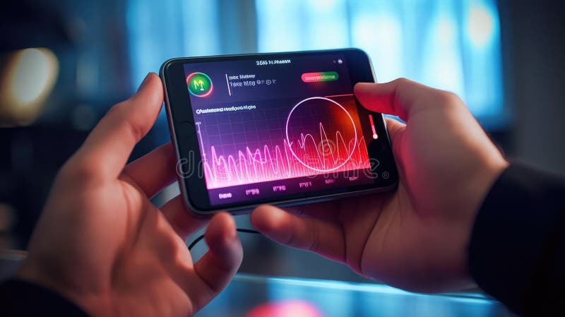 Man with Smartphone and Health Tracking App Stock Illustration ...