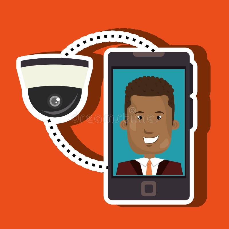 Man Smartphone Insurance Secure Stock Illustration - Illustration of ...