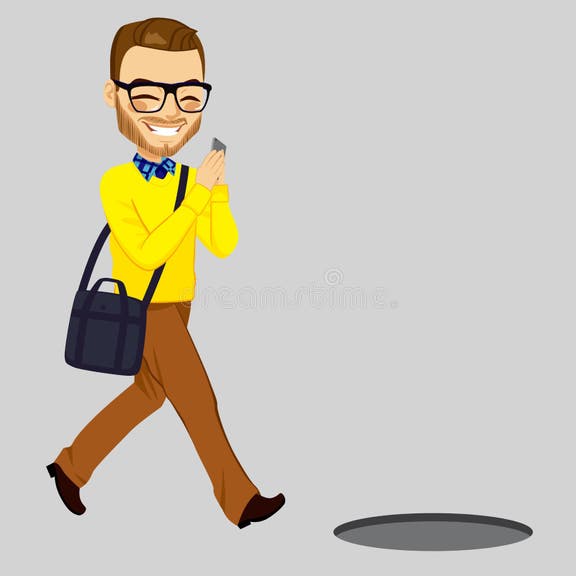 Man Smartphone Manhole stock vector. Illustration of message - 73313419