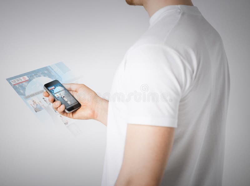 Man with Smartphone Reading News Stock Photo - Image of communication ...
