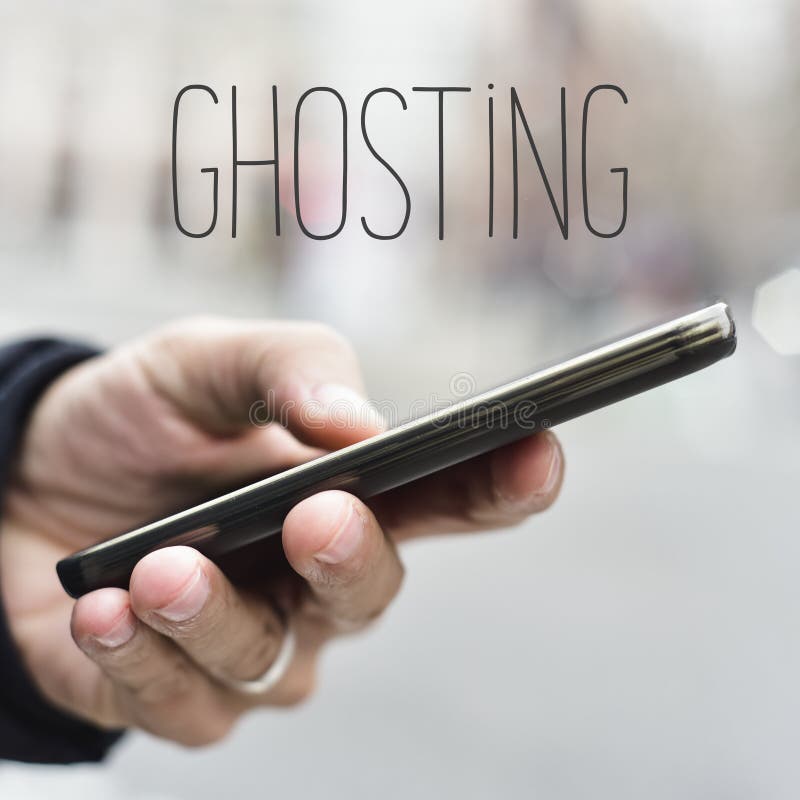 Man with Smartphone and Text Ghosting Stock Image - Image of broken ...