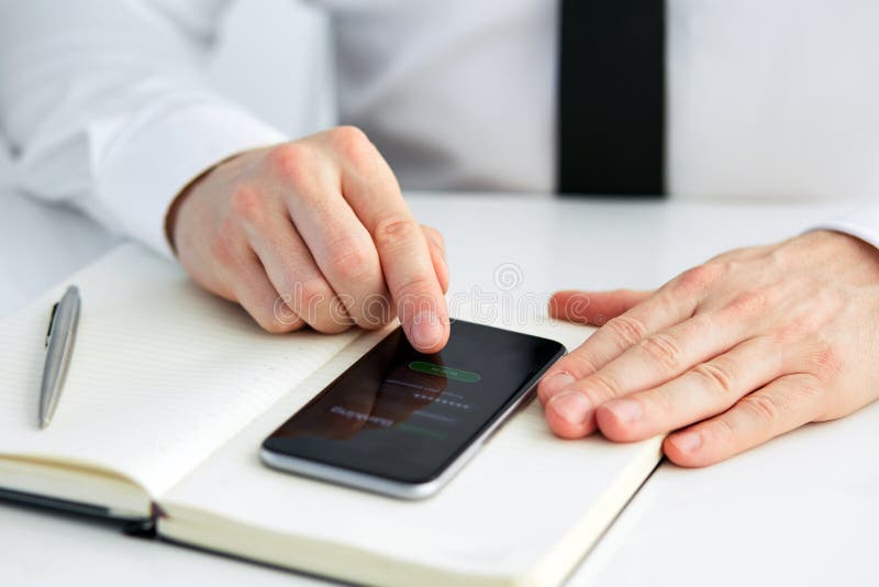 Man with smartphone stock photo. Image of financial, interface - 69732530