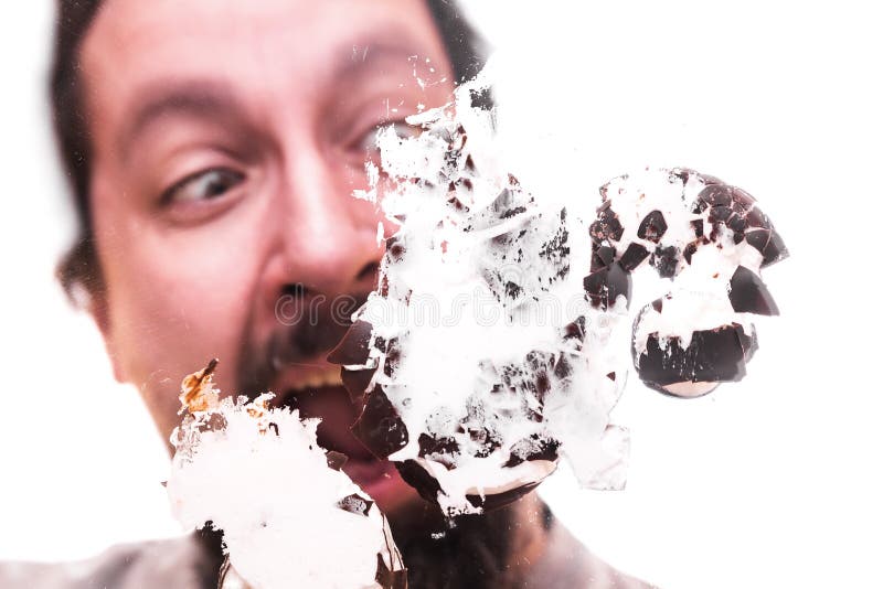 Man with Smashed Chocolate Marshmallow Stock Image - Image of glass ...