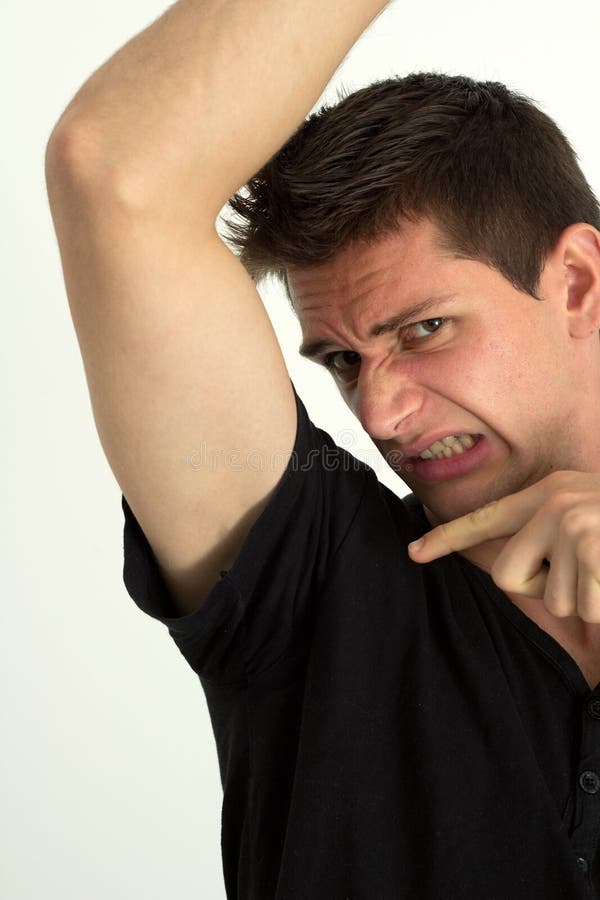 Man Smelling Badly Under he S Armpits Stock Image - Image of white ...