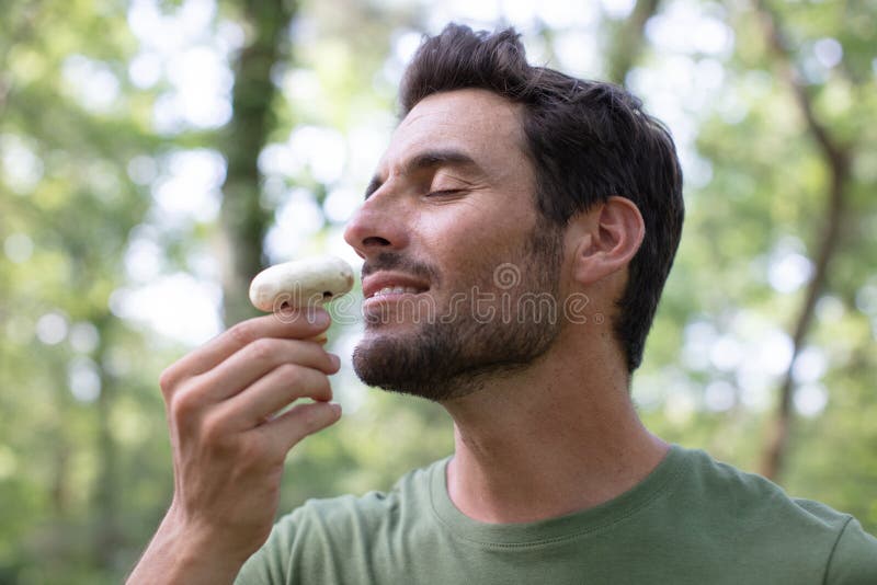 Man Smelling Truffle Mushrooms Stock Image - Image of gourmet, mushroom ...