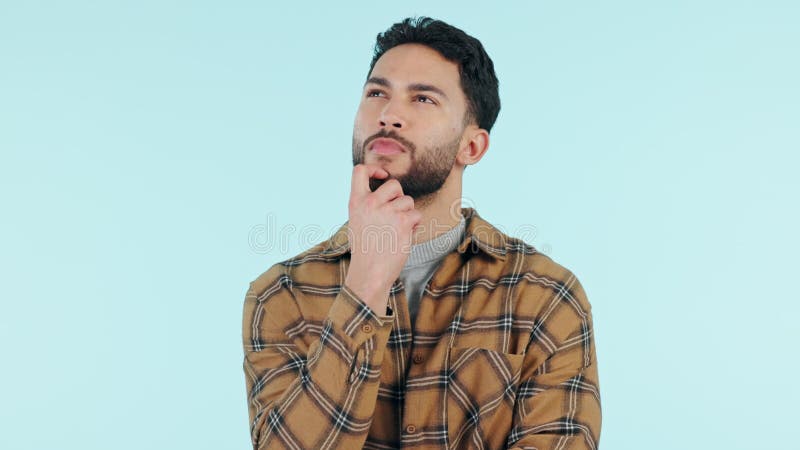 Man, Smile and Thinking of Ideas in Studio for Choice, Remember Memory ...