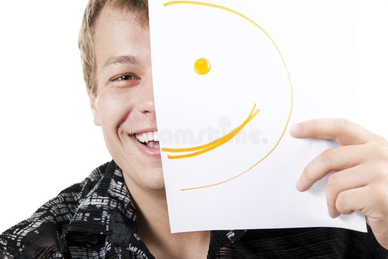 Man with smiley stock photo. Image of teenager, double - 17950986