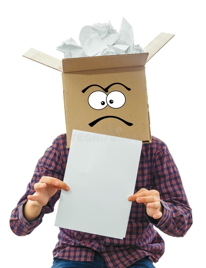 Man With Smiling Box Over His Head Stock Photo - Image of happiness ...