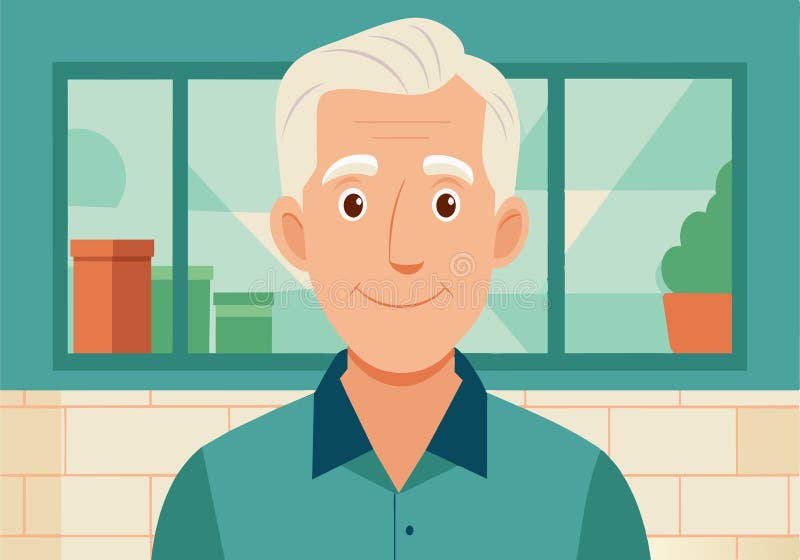 A Man is Smiling in Front of a Window Stock Illustration - Illustration ...