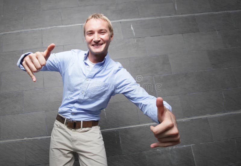 Man Smiling and Gesturing with Hands Stock Image - Image of adult, male ...