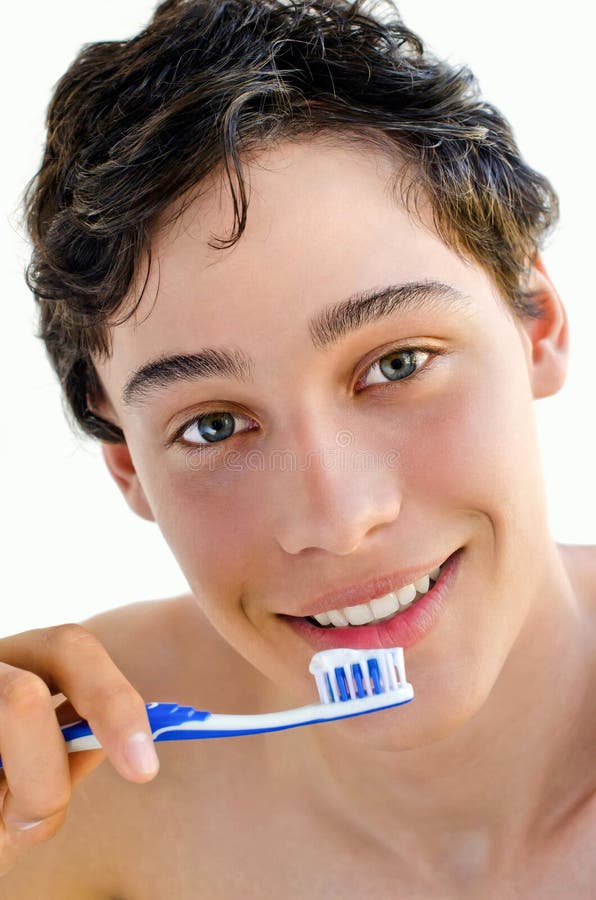 Man Smiling and Holding a Toothbrush Stock Photo - Image of laughing ...