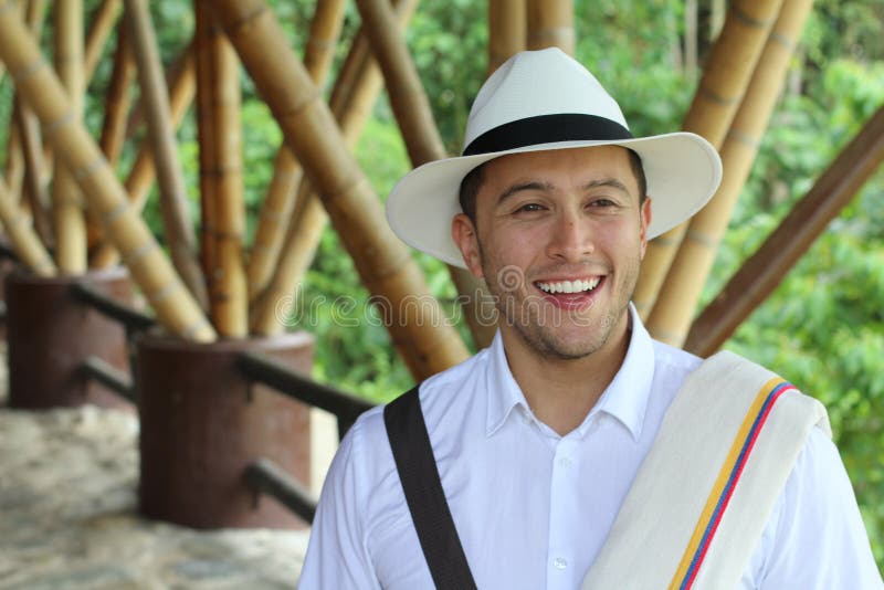 Man Smiling in Typical Colombian Outfit Stock Photo - Image of beans ...