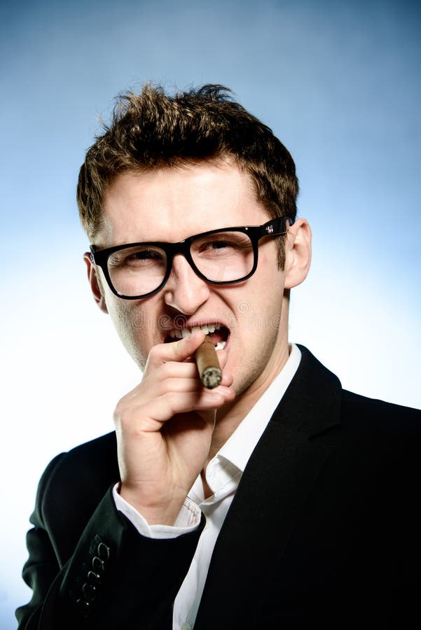 Man smoking cigar stock image. Image of portrait, macho - 31128093