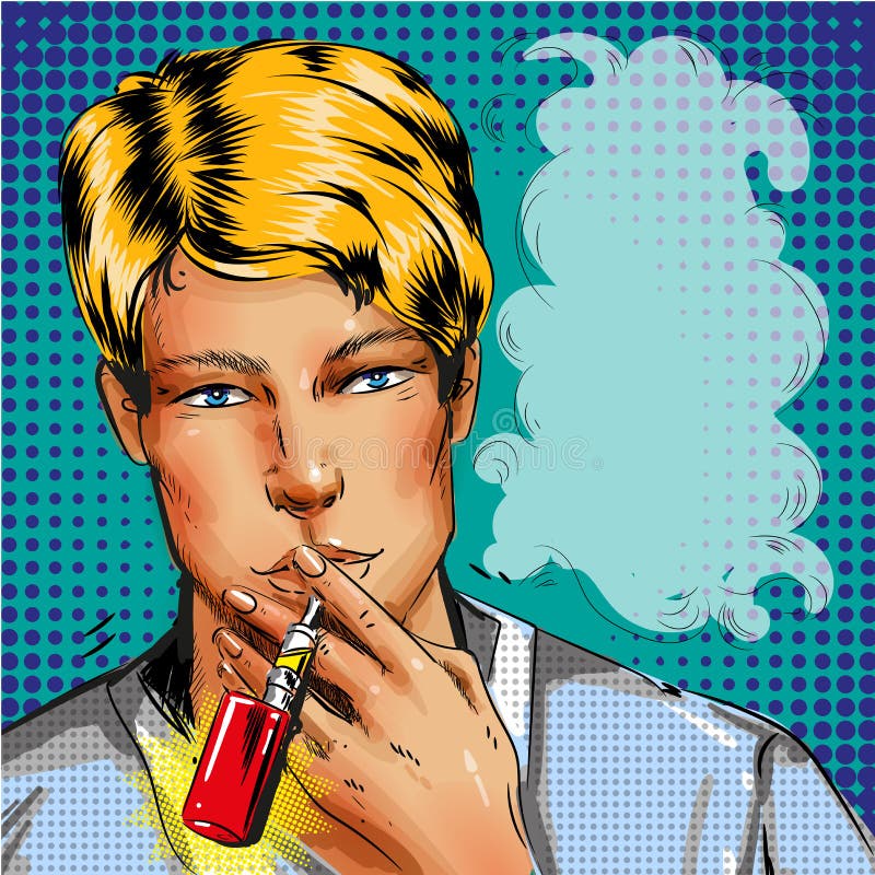 Man Smoking E-cigarette Vape Pop Rt Comic Style Illustration Stock ...