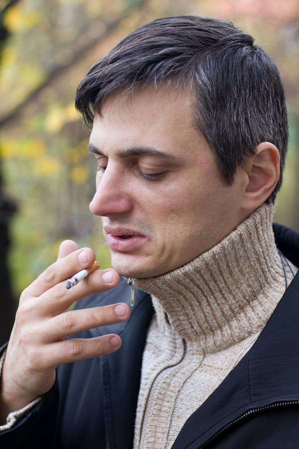 Man smoking outdoor stock photo. Image of outdoor, forest - 34888288