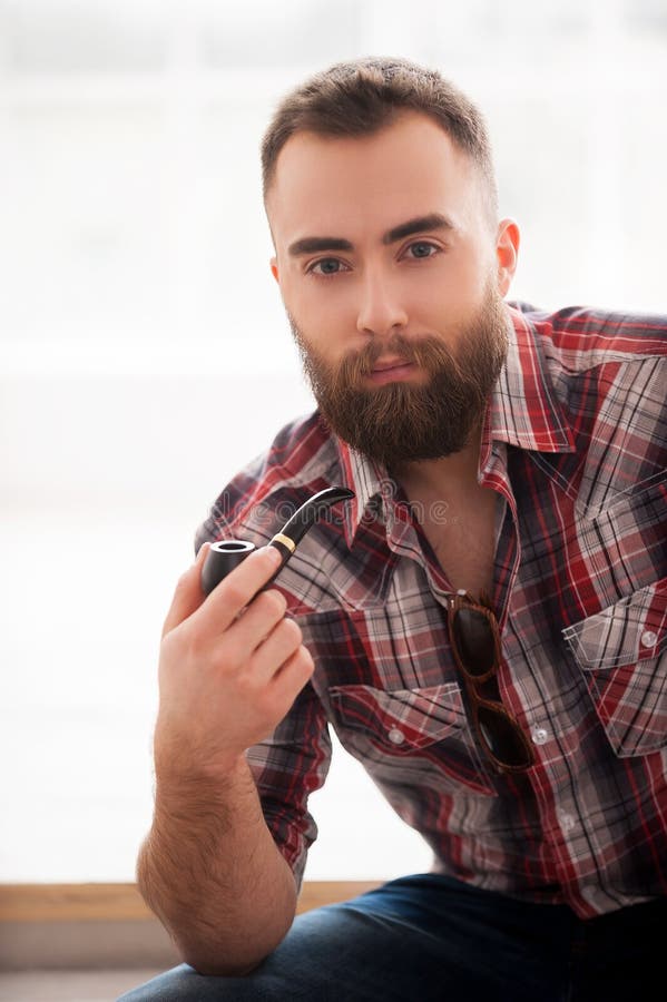 Man with a smoking pipe. stock image. Image of male, fashion - 38513227
