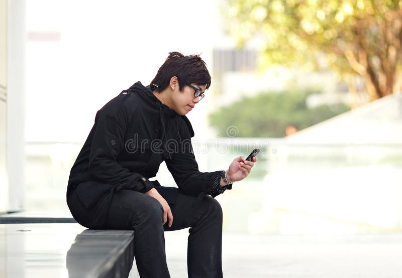 Man sms on cell phone stock image. Image of smiles, male - 19203881