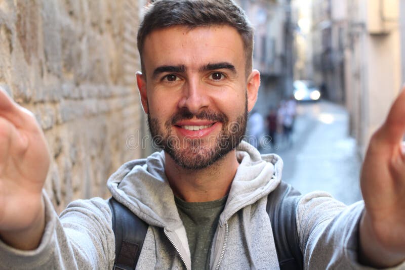 Man Snapping a Selfie for Social Media Stock Image - Image of happy ...