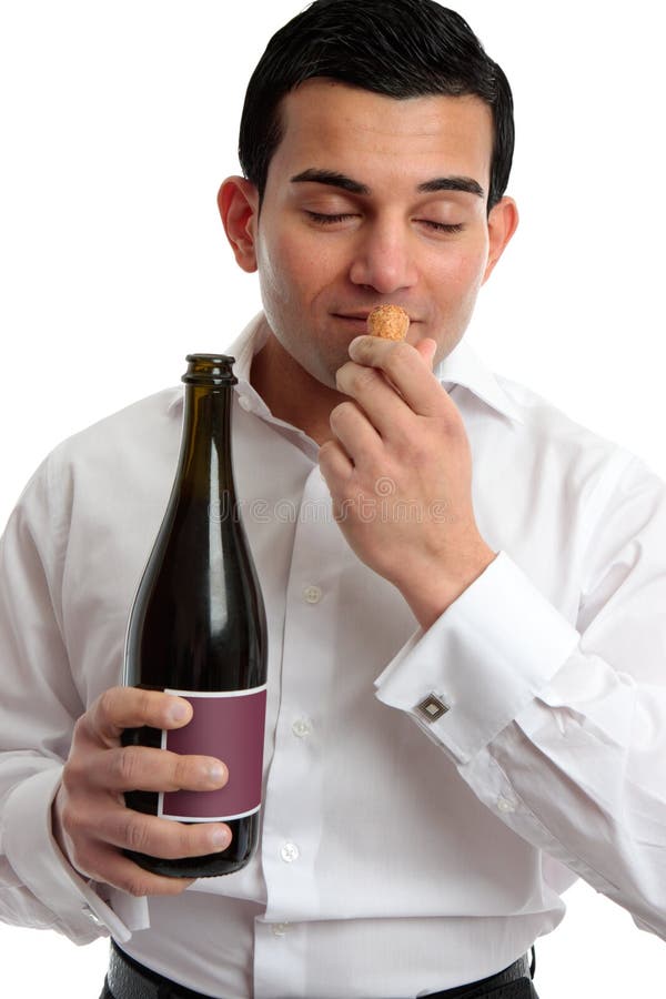 Man sniffing wine cork stock photo. Image of ethnic, alcoholic - 18346064
