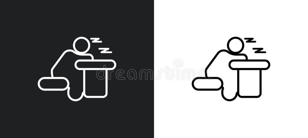 Man Snoozing Outline Icon in White and Black Colors. Man Snoozing Flat ...