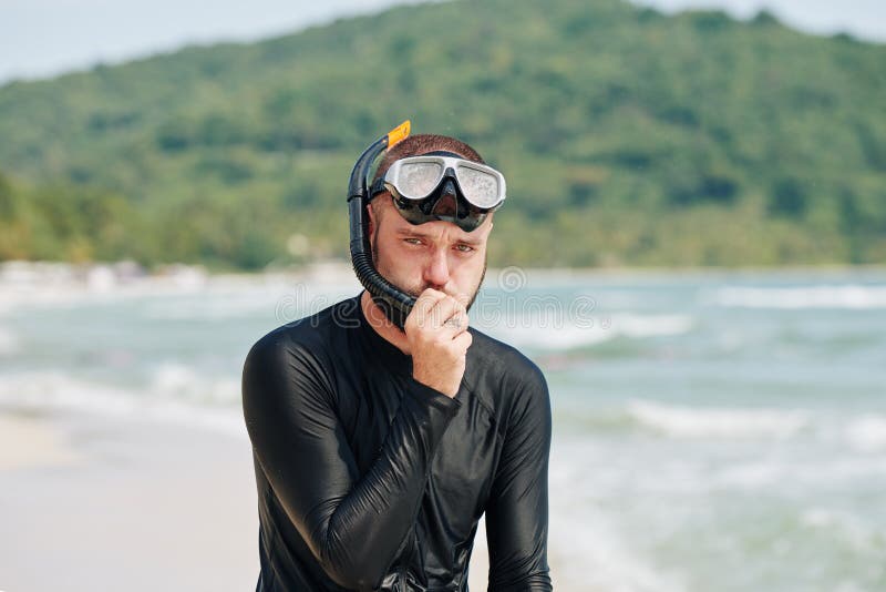 Diving Boy in Snorkeling Mask Stock Image - Image of practicing ...