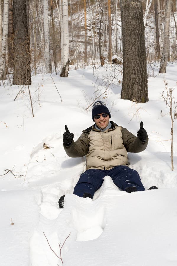 Man in snow stock image. Image of resting, break, recreation - 27928525