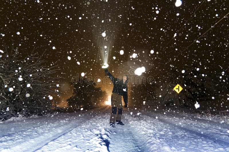 Man and snow stock image. Image of light, beam, celebrate - 28060081