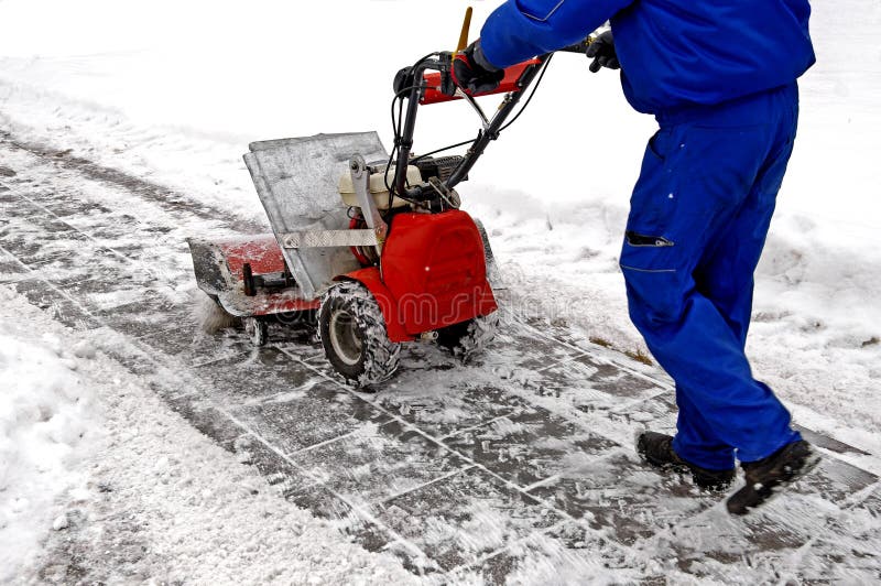 Man and a Snow Blowing Machine Stock Image - Image of machine, outdoor ...