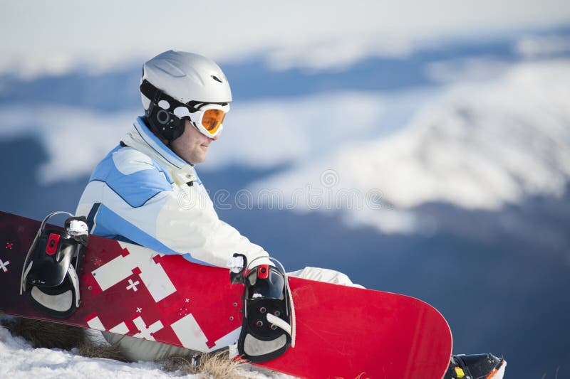Man with snowboard stock image. Image of snowboard, beautiful - 48971517