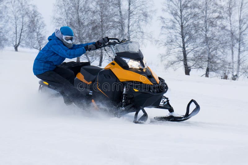 Snowmobile action shot stock photo. Image of snow, trails - 1342242