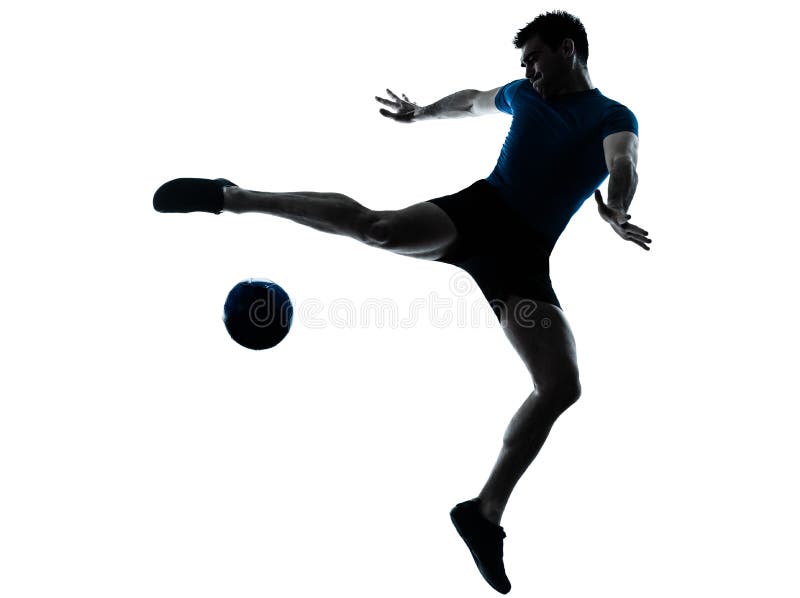 Man Soccer Football Player Flying Kicking Stock Image - Image of people ...