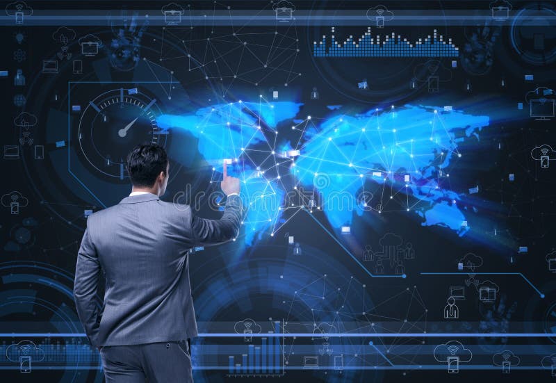 The Man in Social Data Management Concept Stock Image - Image of ...