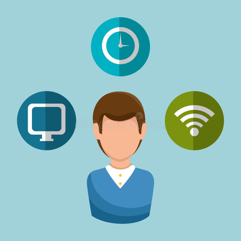 Man with social media icon stock vector. Illustration of marketing ...