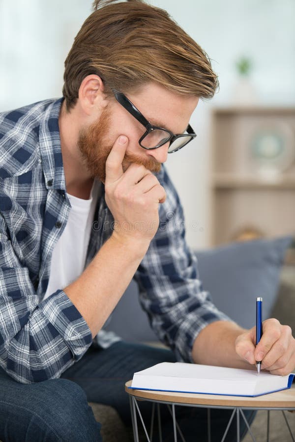 Man on sofa notes stock image. Image of portrait, psychotherapy - 267511849
